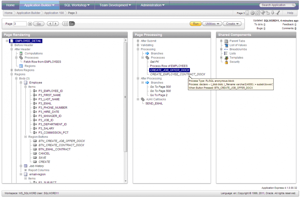 APEX & SQLWord integration explained