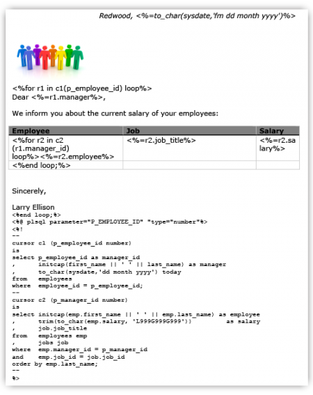 The Oracle > Microsoft Word mailmerge generator